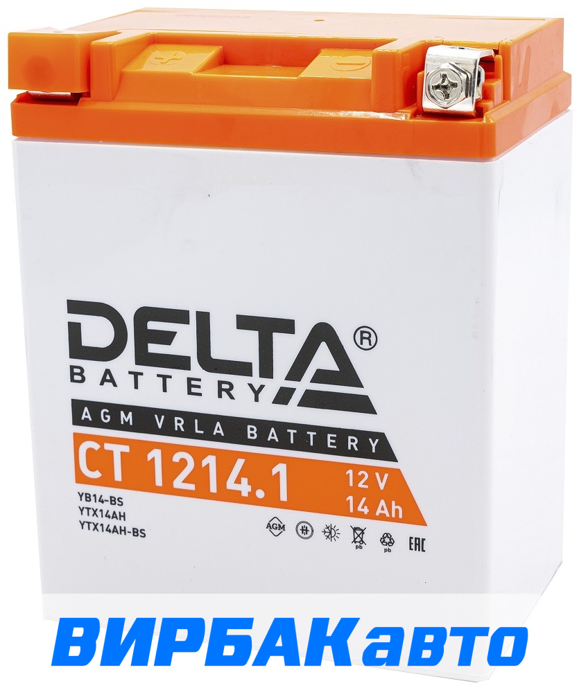 Купить Аккумулятор DELTA CT 1214.1 12V (YB14-BS, YTX14AH, YTX14AH-BS) 14 Ач 165 А прямая ...